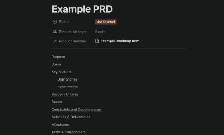 4 Free Notion PRD Templates (Plus Tips) - Focused Bee