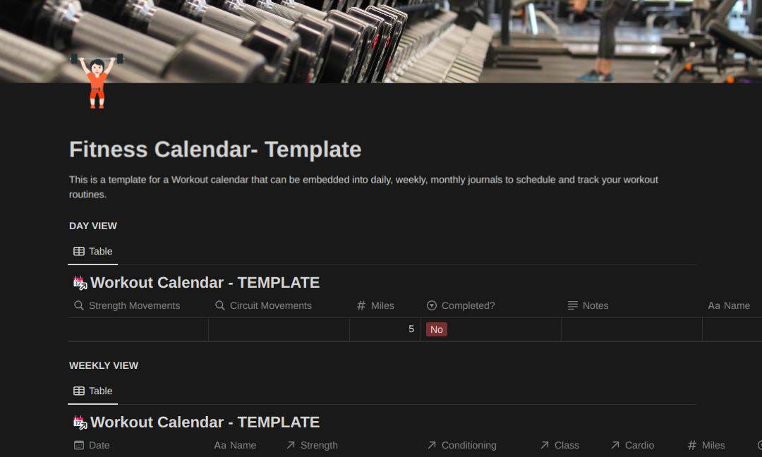 8 Notion Workout Calendar Templates to Keep Your Exercise On Point ...