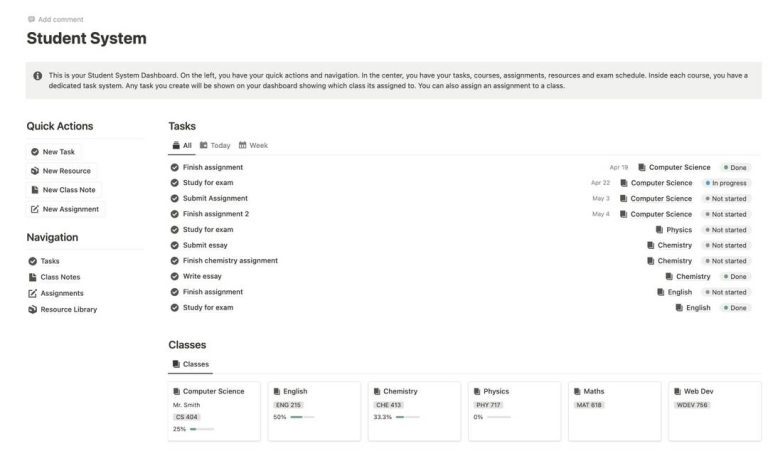 5 Notion Class Schedule Templates Saving Students Every Time - Focused Bee